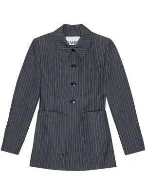 GANNI Pinstripe Single-breasted Blazer