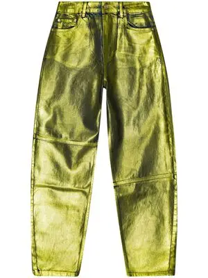 GANNI Stary Foiled Tapered Jeans - Green