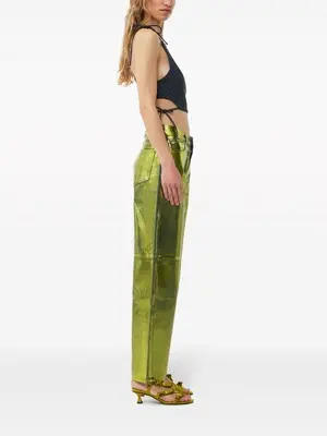 GANNI Stary Foiled Tapered Jeans - Green