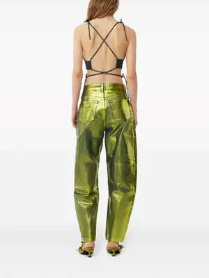 GANNI Stary Foiled Tapered Jeans - Green