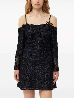 GANNI Off-shoulder Bow-pattern Mini Dress