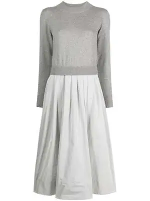 Peserico Knitted-panel Flared Midi Dress