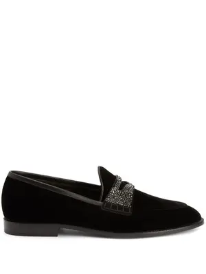 GIUSEPPE ZANOTTI Termy Rhinestone Velvet Loafers