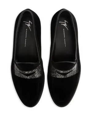 GIUSEPPE ZANOTTI Termy Rhinestone Velvet Loafers