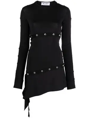Attico Studded Asymmetric Convertible Mini Dress - Black