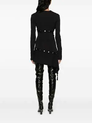 Attico Studded Asymmetric Convertible Mini Dress - Black