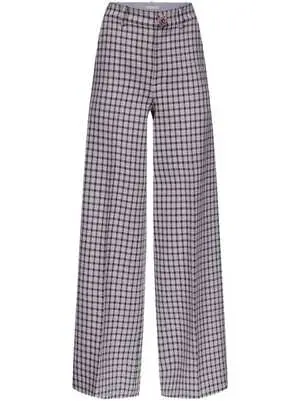 AREA Checked Wide-leg Trousers