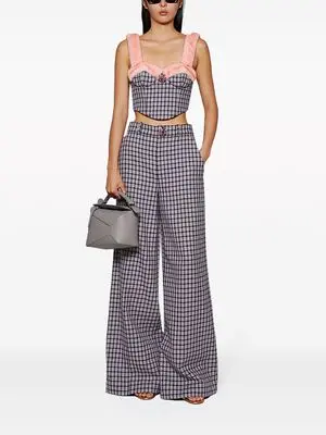AREA Checked Wide-leg Trousers