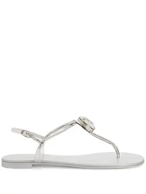 GIUSEPPE ZANOTTI Anthonia Flat Sandals - Silver