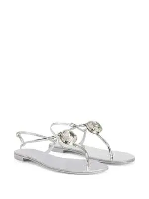 GIUSEPPE ZANOTTI Anthonia Flat Sandals - Silver