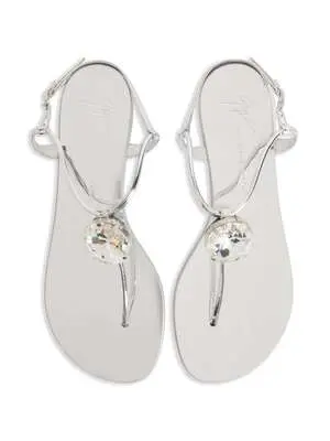 GIUSEPPE ZANOTTI Anthonia Flat Sandals - Silver