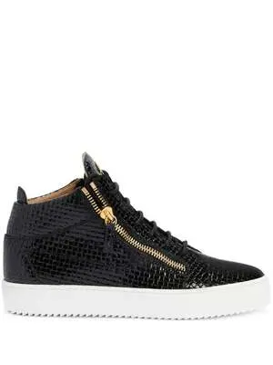 GIUSEPPE ZANOTTI Kriss Woven-leather Mid-top Sneakers