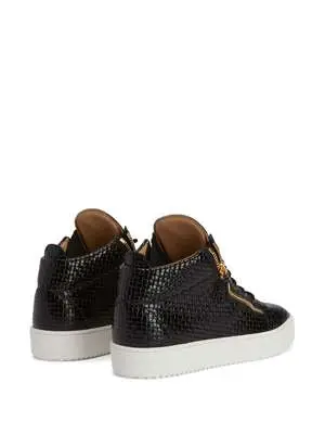 GIUSEPPE ZANOTTI Kriss Woven-leather Mid-top Sneakers