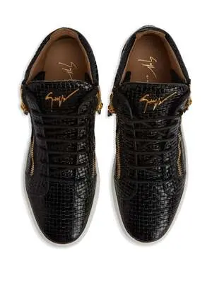 GIUSEPPE ZANOTTI Kriss Woven-leather Mid-top Sneakers