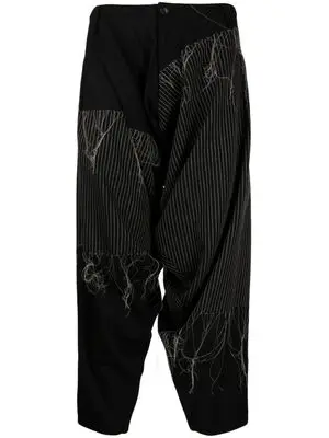 Yohji Yamamoto Pinstriped Frayed Trousers