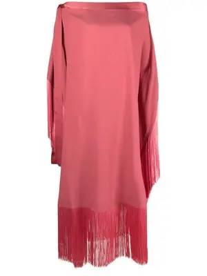 TALLER MARMO Neck Tie-fastening Fringed Crepe Midi Dress