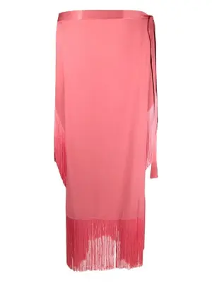TALLER MARMO Neck Tie-fastening Fringed Crepe Midi Dress