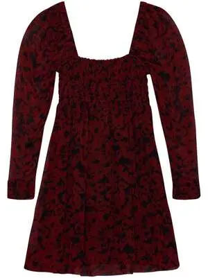 GANNI Square-neck Georgette Minidress