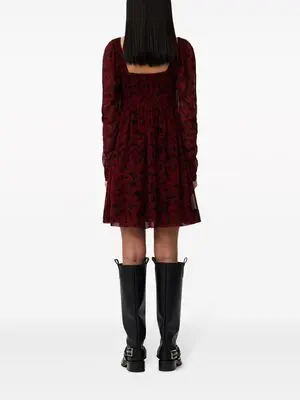 GANNI Square-neck Georgette Minidress