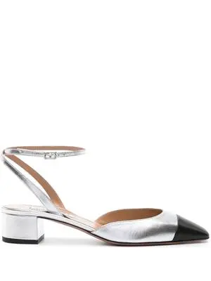 AQUAZZURA French Flirt 35mm Leather Pumps - Silver
