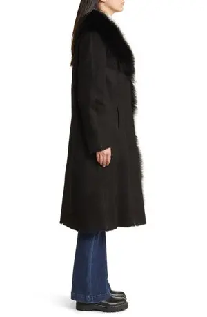 HISO Libra Longline Genuine Shearling Coat - Jet Suede Toscana Rasado
