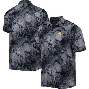 Tommy Bahama Wake Forest Demon Deacons Coast Luminescent Frond Islandzone Button-up Camp Shirt - Black