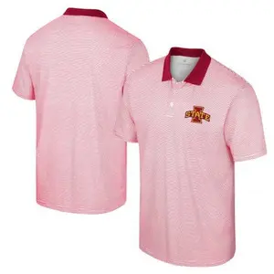 COLOSSEUM Cardinal Iowa State Cyclones Print Stripe Polo - White