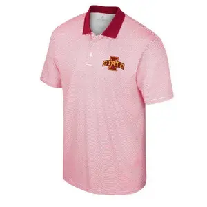 COLOSSEUM Cardinal Iowa State Cyclones Print Stripe Polo