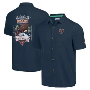 Tommy Bahama Chicago Bears Tidal Kickoff Camp Button-up Shirt - Navy