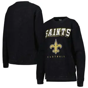 G-III 4HER BY CARL BANKS New Orleans Saints Comfy Cord Pullover Sweatshirt - Black