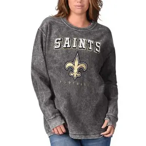 G-III 4HER BY CARL BANKS New Orleans Saints Corduroy Pullover Sweatshirt - Black