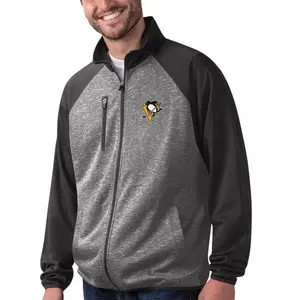 G-III SPORTS BY CARL BANKS Pittsburgh Penguins Runners Raglan Full-zip Track Jacket - Black