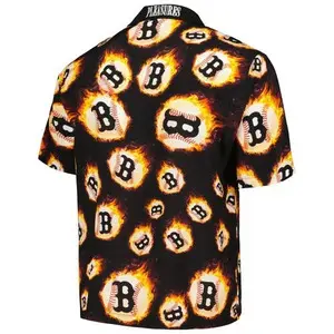 PLEASURES Boston Red Sox Flame Fireball Button-up Shirt
