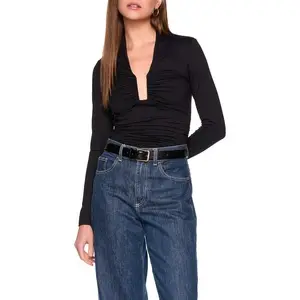 Susana Monaco Wire Ruched Top - Black
