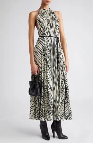 Proenza Schouler Variegated Stripe Halter Neck Dress - Ecru Multi