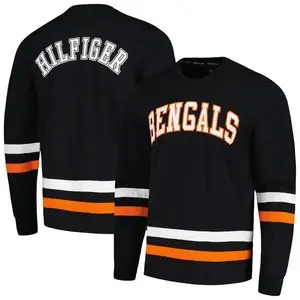 Tommy Hilfiger Orange Cincinnati Bengals Nolan Long Sleeve T-shirt - Black