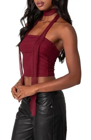 EDIKTED Mesh Tube Top & Scarf Set
