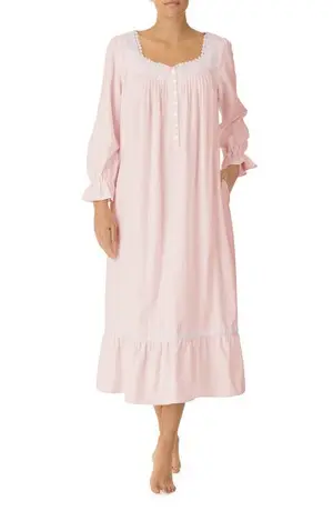 Eileen West Long Sleeve Cotton Ballet Nightgown - Blush