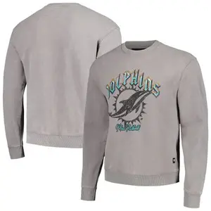 THE WILD COLLECTIVE Miami Dolphins Distressed Pullover Sweatshirt - Gray