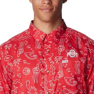 Columbia Ohio State Buckeyes Super Slack Tide Omni-wick Button-up Shirt - Scarlet