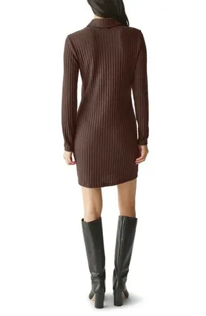 Michael Stars Kayla Long-sleeve Ribbed Mini Dress