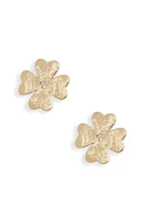 Meira T Diamond Flower Stud Earrings - Yellow Gold