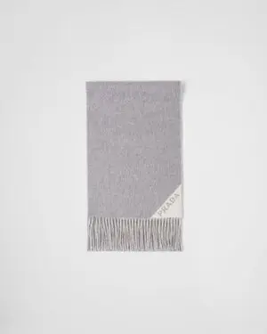 Prada Double Cashmere Scarf - Gray/chalk White