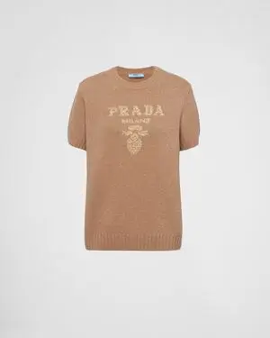 Prada Wool, Cashmere, And Lamé Crew-neck Sweater