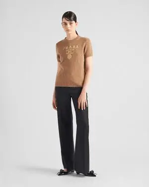 Prada Wool, Cashmere, And Lamé Crew-neck Sweater
