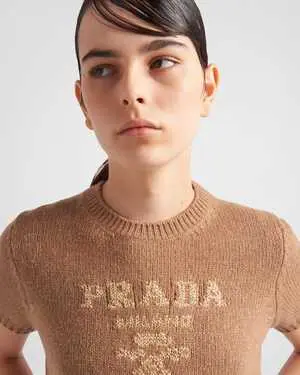 Prada Wool, Cashmere, And Lamé Crew-neck Sweater