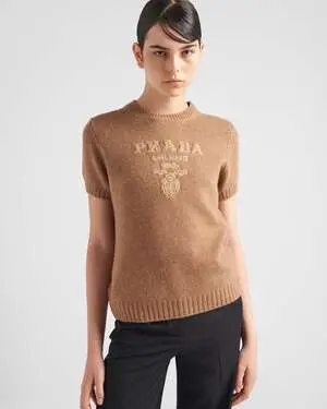 Prada Wool, Cashmere, And Lamé Crew-neck Sweater