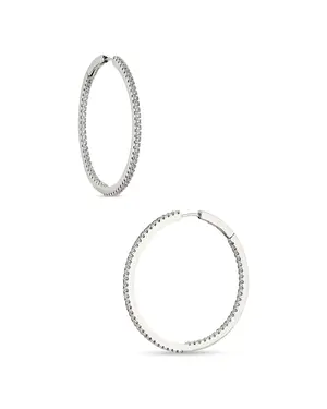 Nadri Pave Inside Out Hoop Earrings - Silver