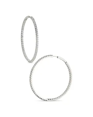 Nadri Pave Hoop Earrings - Silver