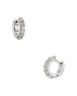 Nadri Huggie Hoop Earrings - Silver